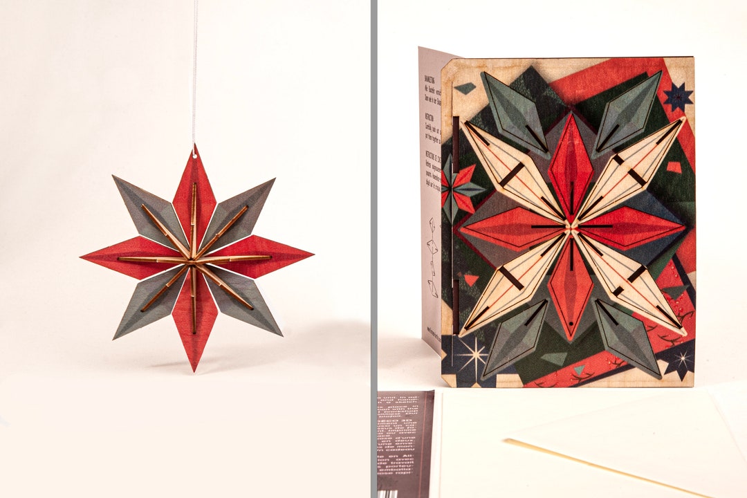 Star Red 3d Deco Cards - Etsy