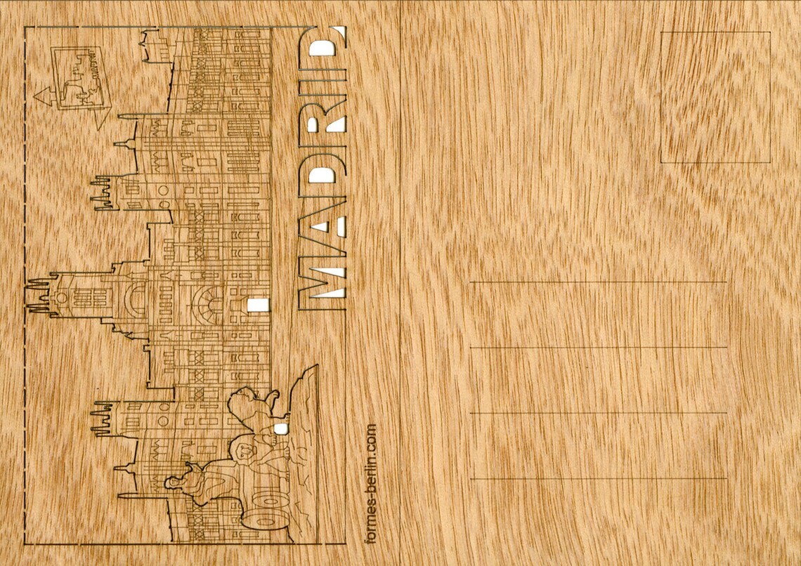 Wooden Postcard Madrid 3 Cards - Etsy