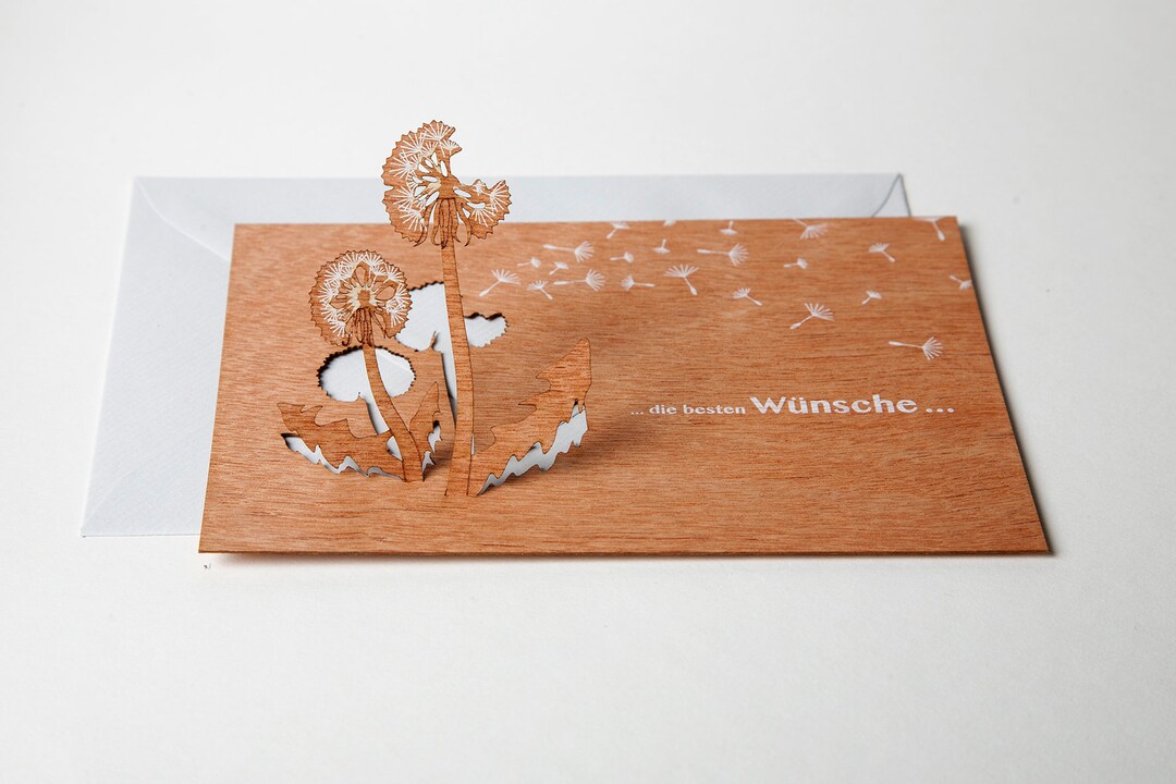 3 Wooden Pop up Cards With Envelope – "die Besten Wünsche" - Etsy