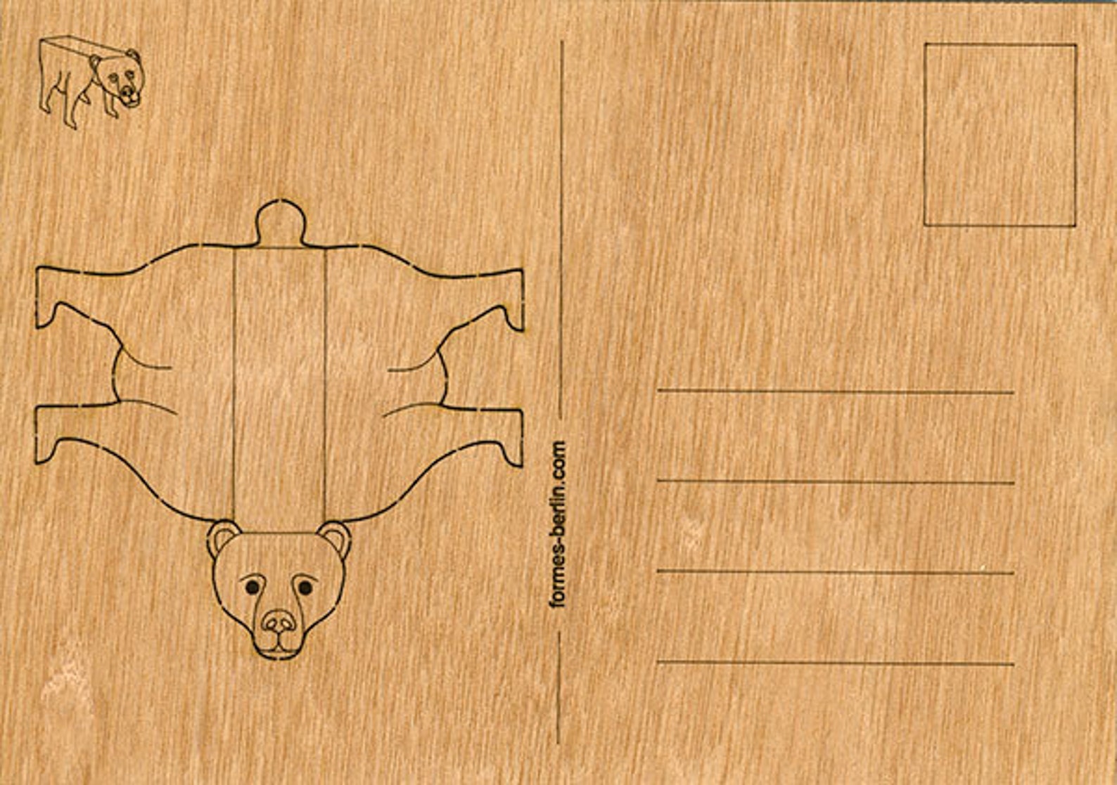 Wooden Postcard Bear 3 Cards - Etsy