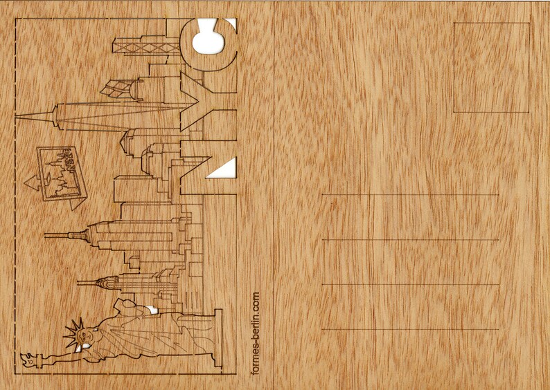 Wooden Postcard New York 3 Cards - Etsy