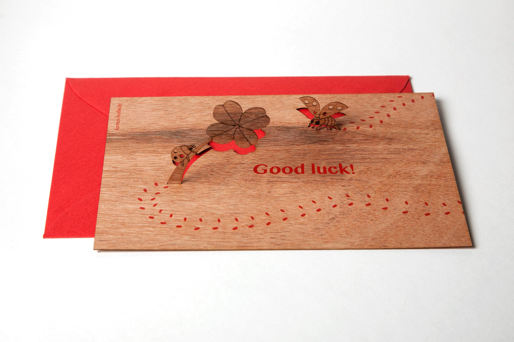 3 Wooden Pop up Cards With Envelope Good Luck - Etsy
