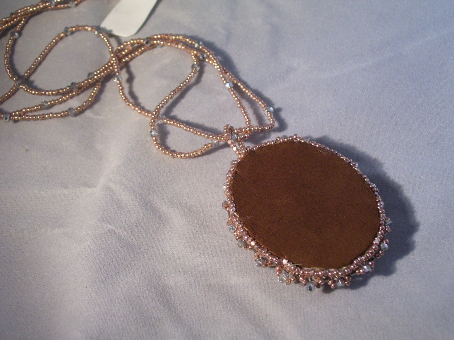 Agate Pendant With Embroidery Bead Setting on Beaded Necklace - Etsy