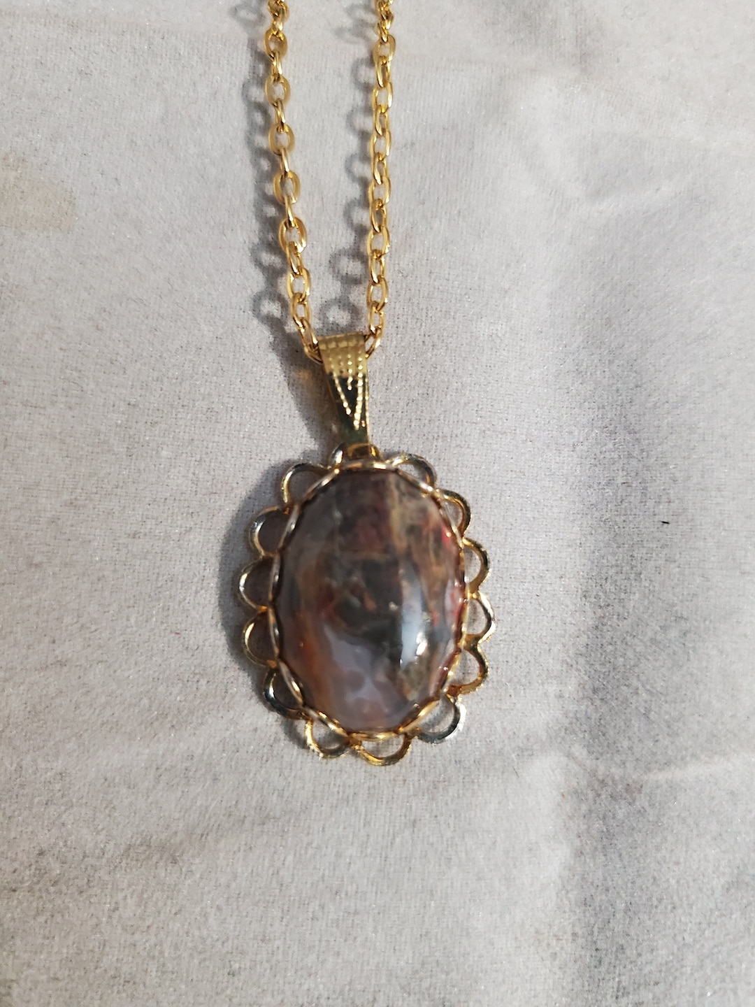 Angel Wing Agate in Lace Edged Mounting - Etsy