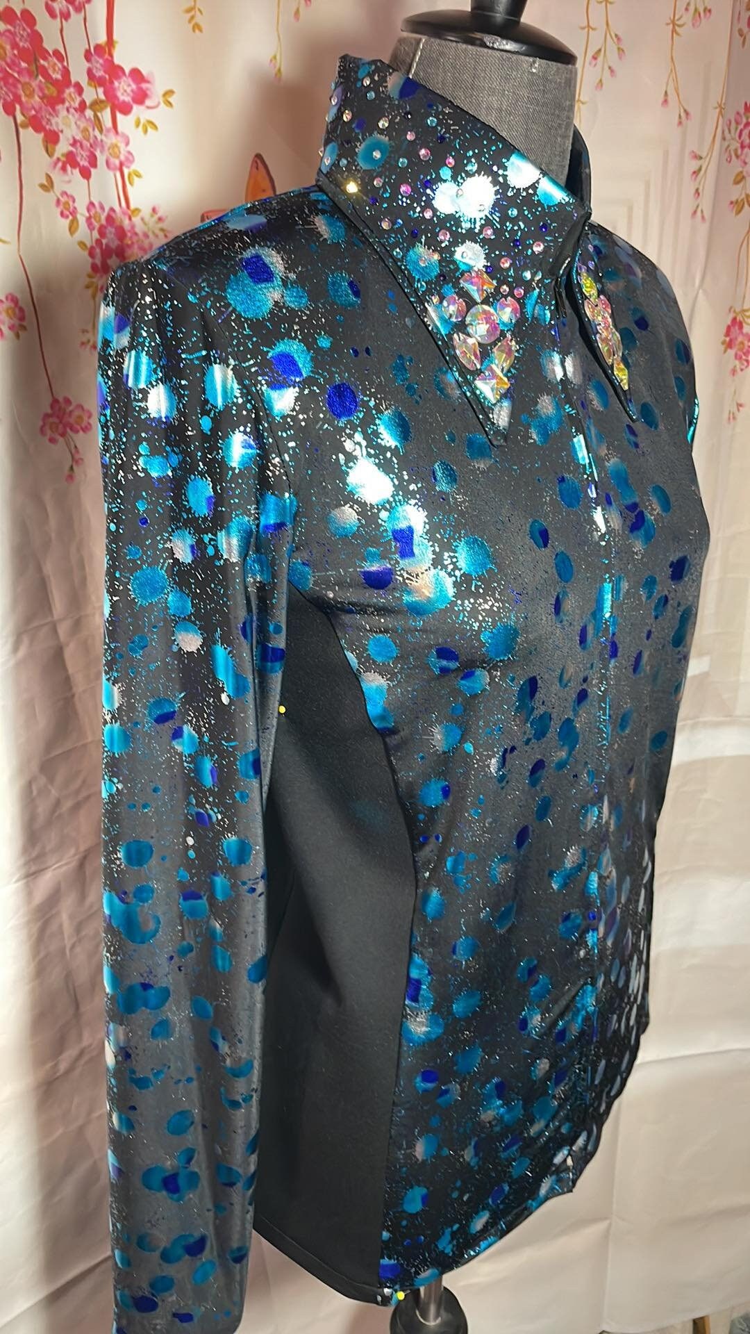 XL Silver Turquoise Royal Blue Foil and Black Zip Front - Etsy