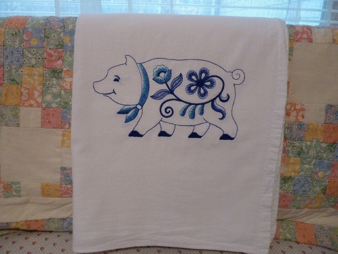 Delft Blue Pig Flour Sack Dish Towel - Etsy