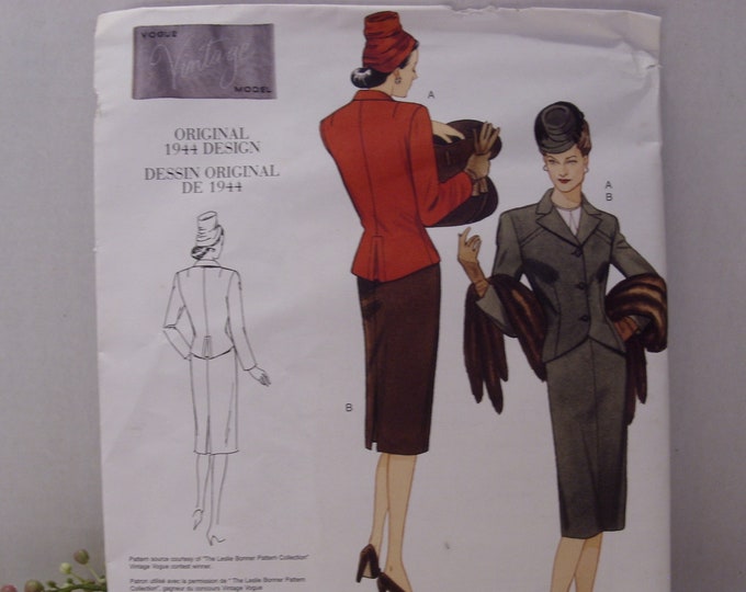 Vogue UNCUT Pattern V2885 From Original 1944 Design Jacket and Skirt ...