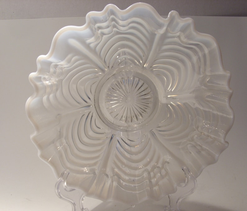 Art Deco Clear Opalescent Ruffled Bowl Depression Glass | Etsy