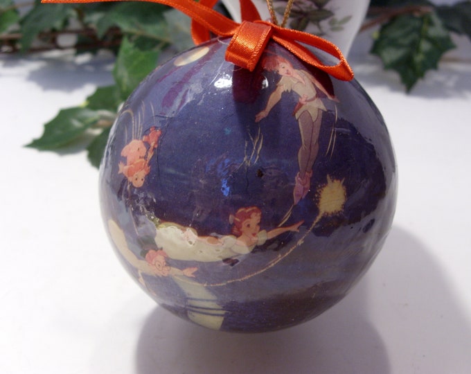 Walt Disney's Peter Pan Decoupage Lacquer Ball Christmas Tree Ornament ...