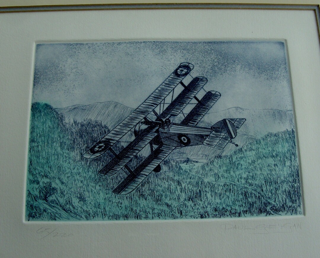 Signed Triplane Etching by Paul Geygan: Framed Aviation Art - Etsy