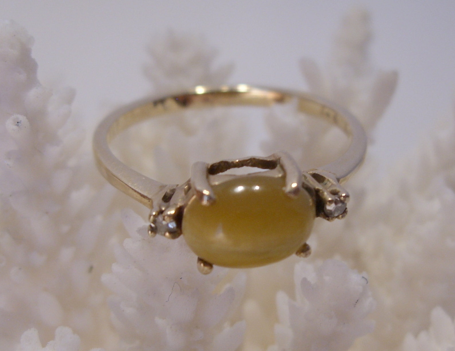 Cats Eye and Diamond 14 K Gold Ring FREE SHIPPING USA Cats Eye - Etsy