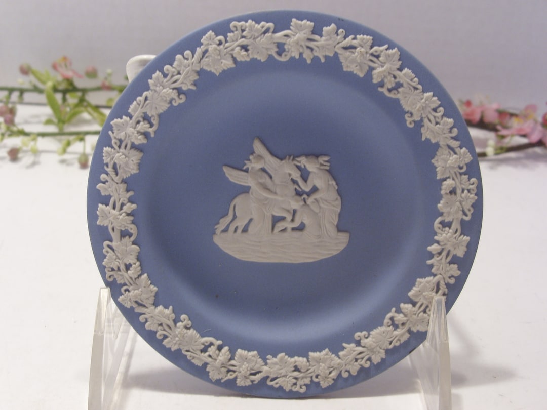 Blue Wedgwood Jasperware Small Plate Dish With Raised Design in White ...