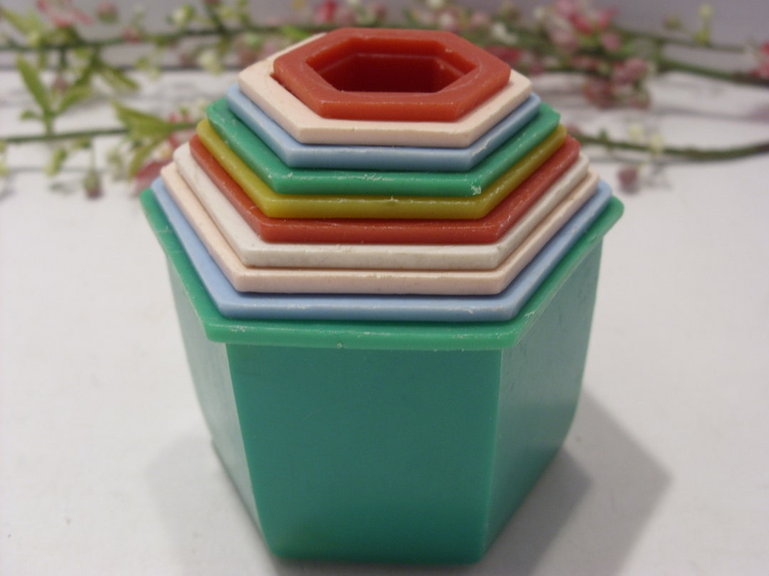 Plastic Toy Stacking Cups Are Hexagon in Shape and Graduated in Size 10 ...