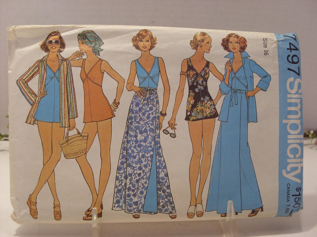 Simplicity Pattern #7497 Misses Size 16 Bathing Suit, Reversible Front ...