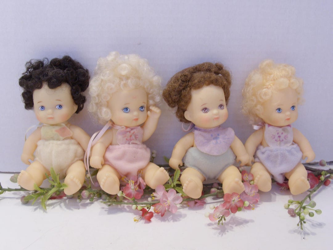 Group of Four Small Tiny Vintage Plastic Dolls All With Curly Hair ...