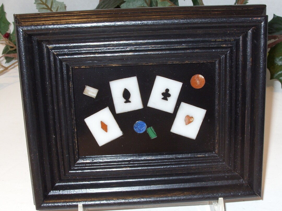 Gemstone Mosaic Art: Framed Playing Card Picture, Man Cave Decor - Etsy