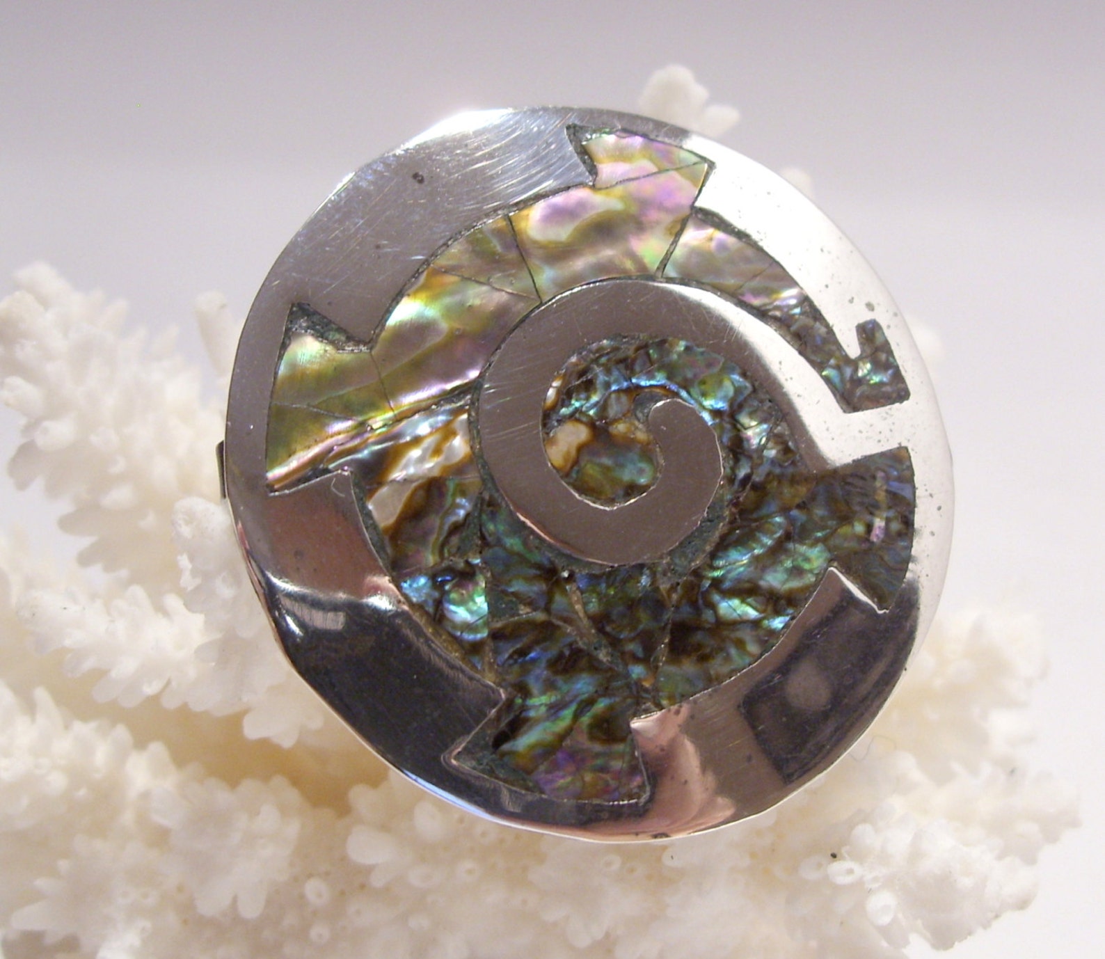 Abalone Shell Inlay and Sterling Silver Taxco Brooch Pin | Etsy