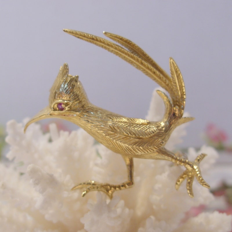 Gold Roadrunner Pin - Etsy