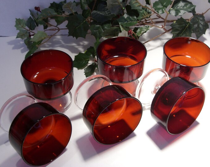 Luminarc Ruby Red Champagne Sherbert Glasses - Set of 6, Made in France ...