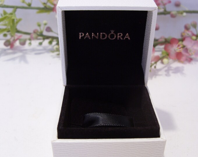 Vintage NOS EMPTY Pandora Jewelry Box: White Hinged Box With Black ...