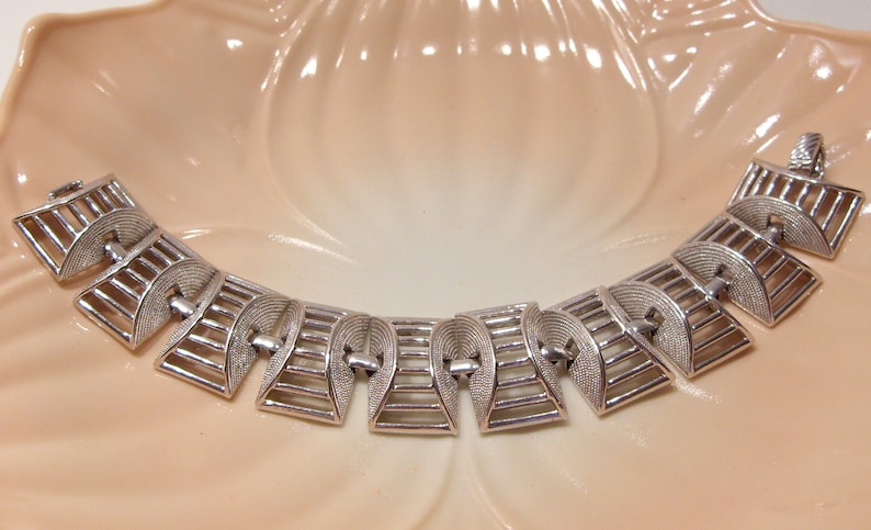 Vintage Sarah Coventry Silver Tone Wide Bar and Textured Link Bracelet ...