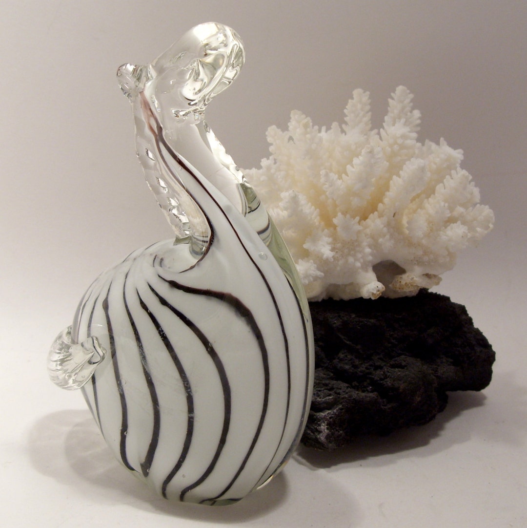 Murano Style Art Glass Zebra Figurine: Black and White Paperweight - Etsy