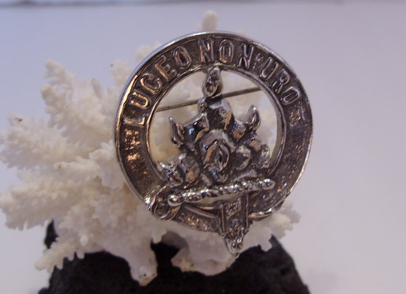 Mackenzie Clan Crest Brooch Pin Has Mountain in Flames With - Etsy