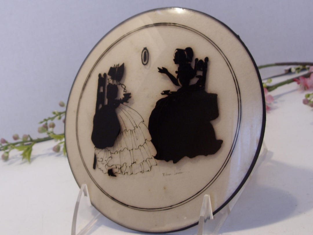 Edna Lewis Hand Painted Silhouette Artist Signed in Round Glass Bubble ...