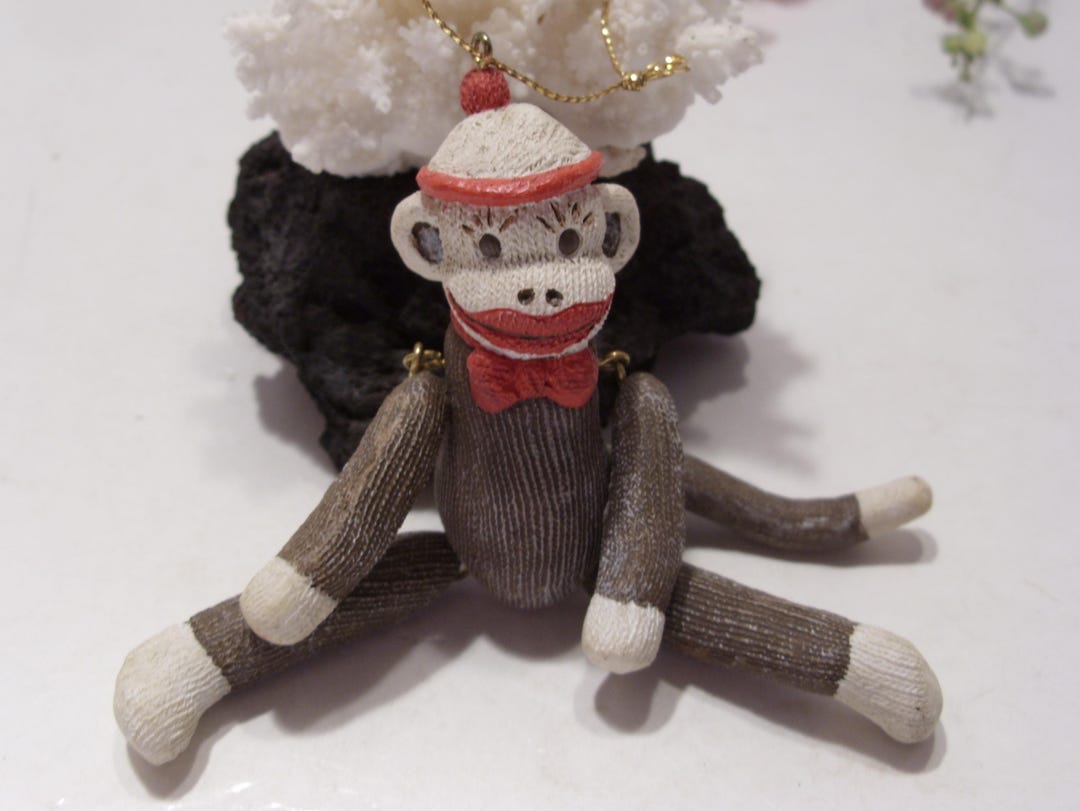 Resin Sock Monkey Christmas Ornament: Vintage Style Dangle Arms & Legs ...