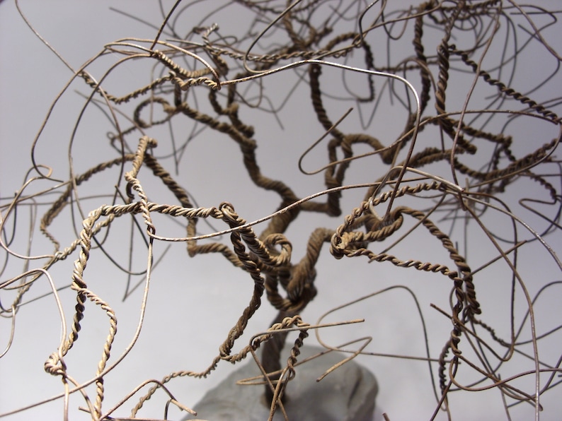 Modern Art Twisted Wire Tree Sculpture on Rock Base Artist - Etsy