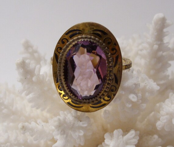 Antique Victorian Hand Tooled Black Enamel Gold Plate… - Gem