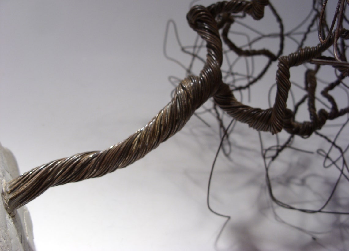 Modern Art Twisted Wire Tree Sculpture on Rock Base Artist - Etsy