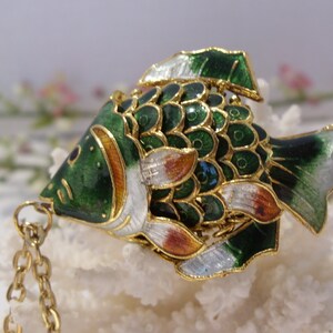 Articulated Colorful Enamel Koi Fish Pendant Necklace on 24 Inch Gold ...