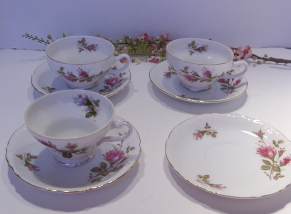 Royal Rose Fine China Set of Three Footed Tea Cups With | Etsy