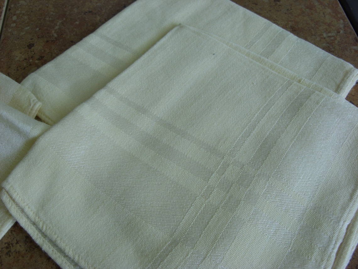 Damask Pale Yellow Striped Napkins Vintage Table Linen Napkins | Etsy