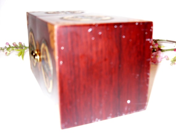 Wood Inlay Korean Hinged Jewelry Box with Four Drawer… - Gem