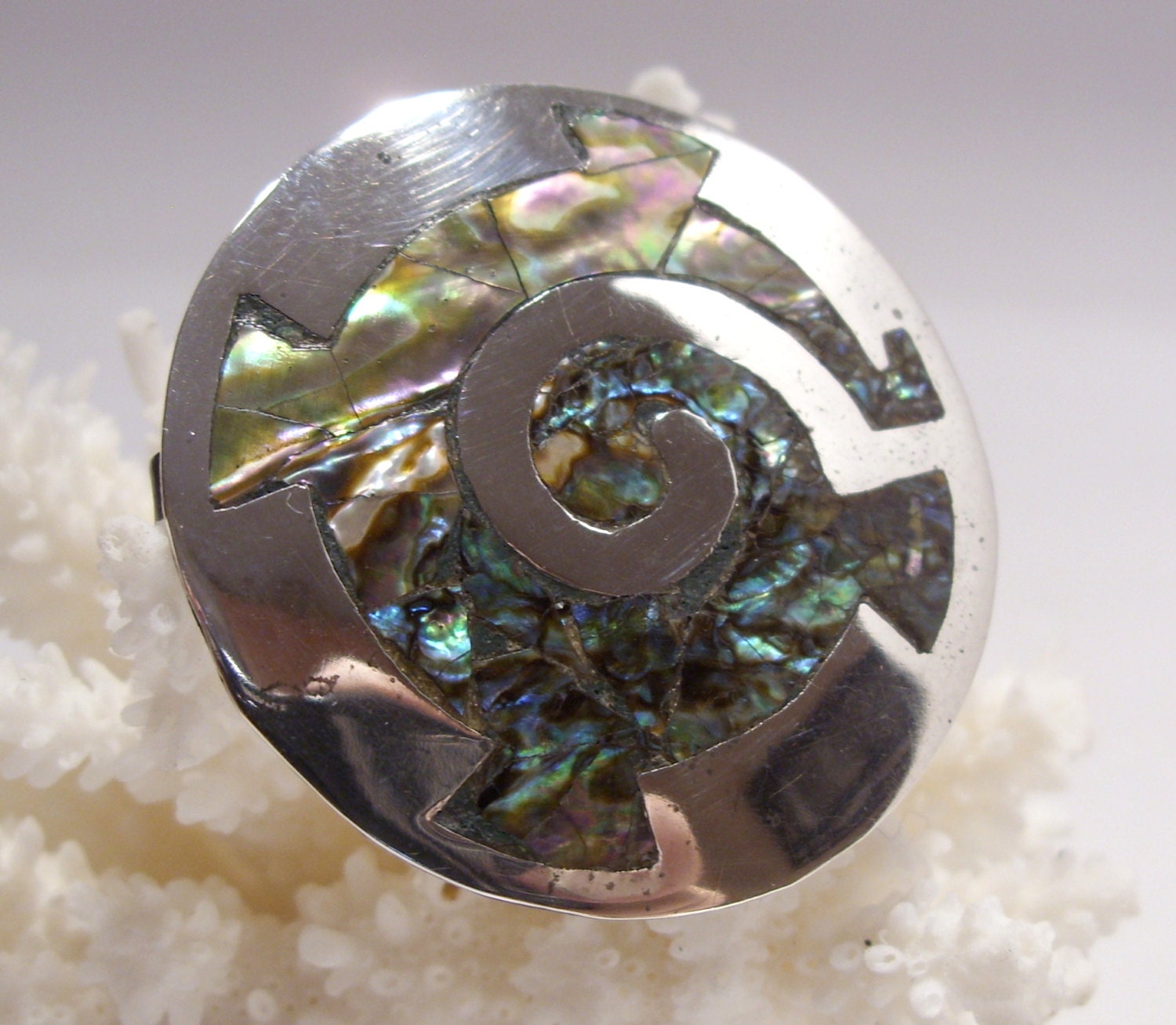 Abalone Shell Inlay and Sterling Silver Taxco Brooch Pin | Etsy