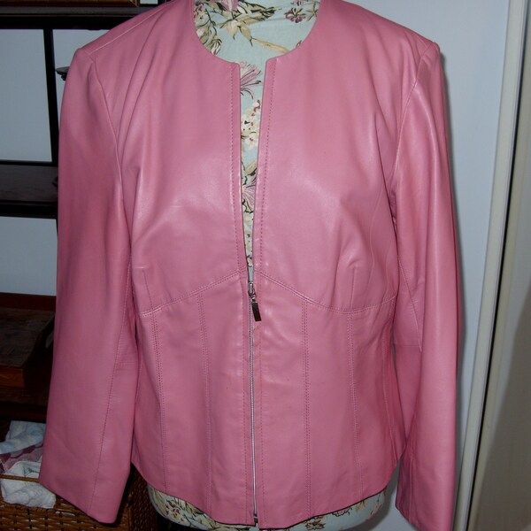 Pink Leather Jacket - Etsy