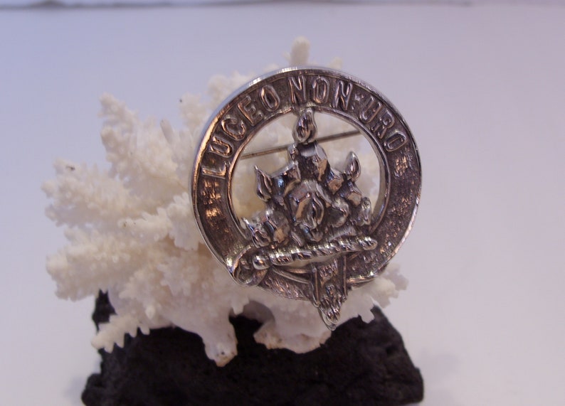 Mackenzie Clan Crest Brooch Pin Has Mountain in Flames With - Etsy