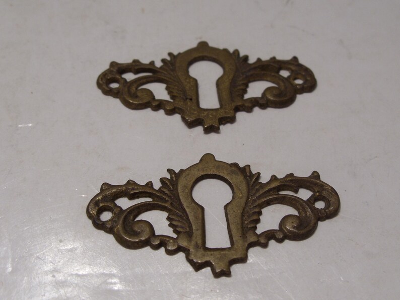 Antique Drawer Lock Plates Two Styles Group of Five and One Drawer Knob ...