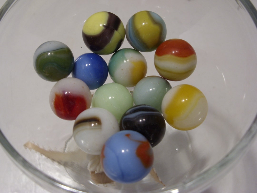 Agate and Glass Vintage Marbles Estate Find Group of Thirteen Marbles ...