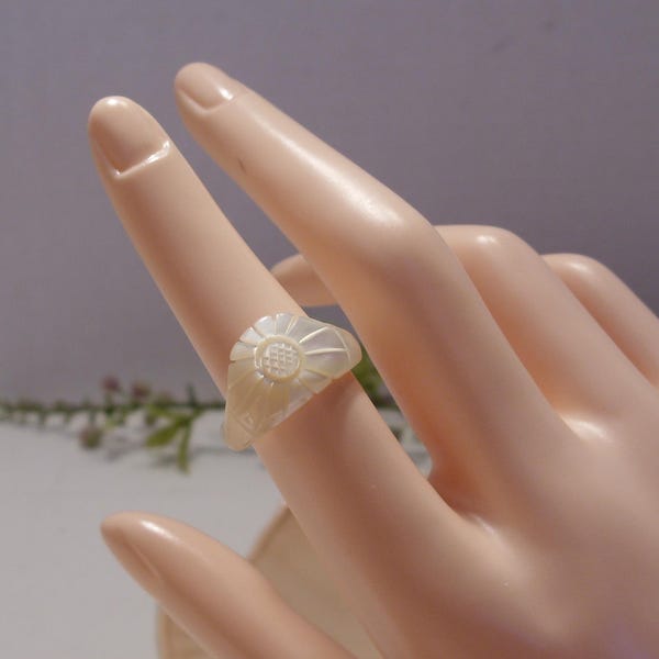 Carved Shell Ring - Etsy