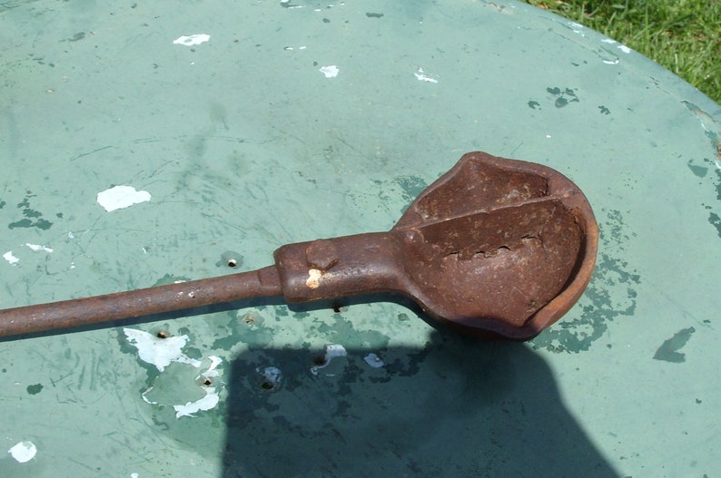 Antique Cast Iron Double Spout Divided Ladle, Blacksmith Tool, Smelting ...