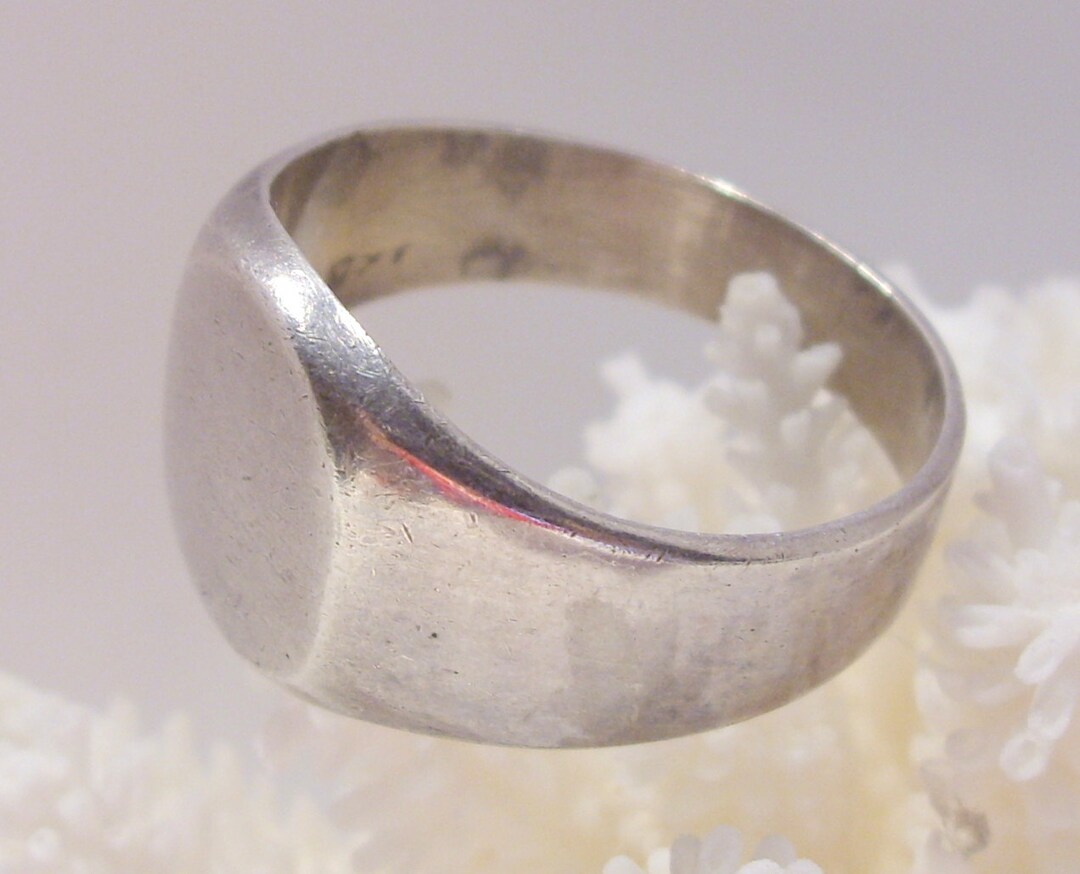 Vintage Sterling Silver Signet Ring - Engravable Insignia, Size 12.5 - Etsy