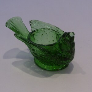 Degenhart Green Glass Bird Salt Dip, Salt Cellar, Bird With Berry Open ...