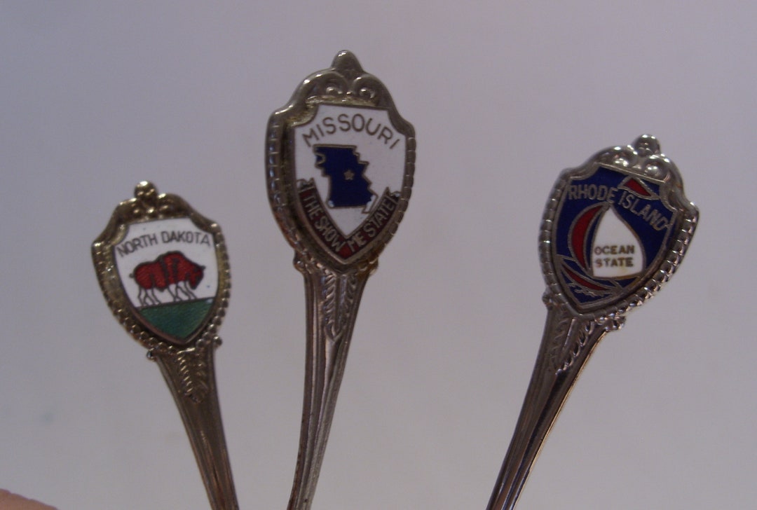 Vintage State Souvenir Spoons, Missouri, North Dakota, Rhode Island ...