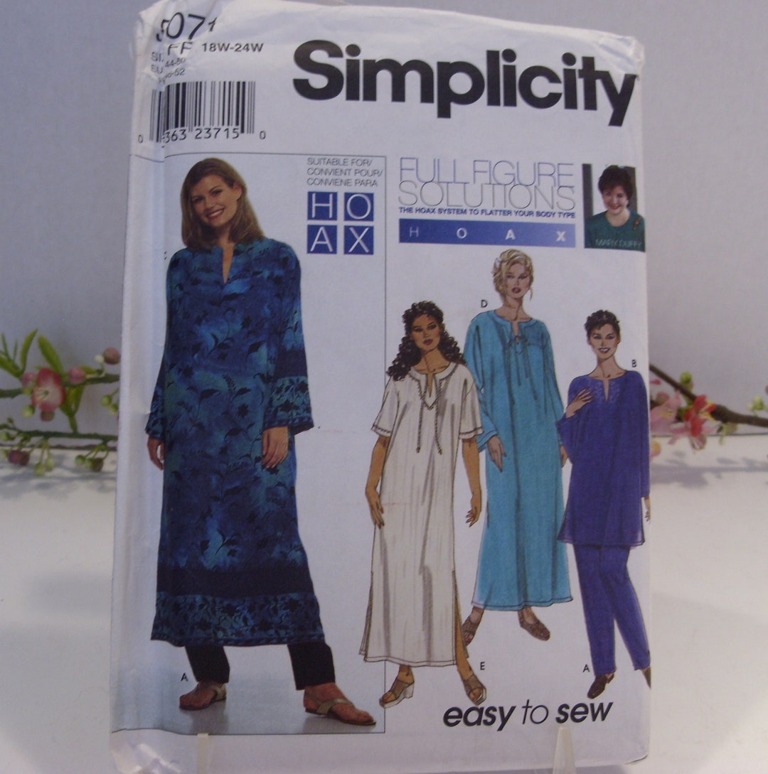 Vintage Simplicity 9071 Sewing Pattern: Full Figure Dress, Tunic, Pants ...
