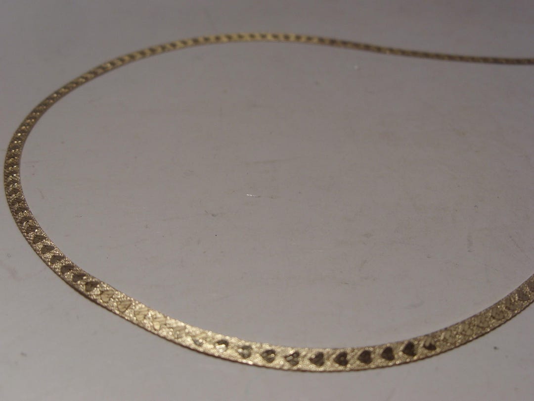 Gold Over Sterling Silver Herringbone Heart Design Necklace 18" Italy ...