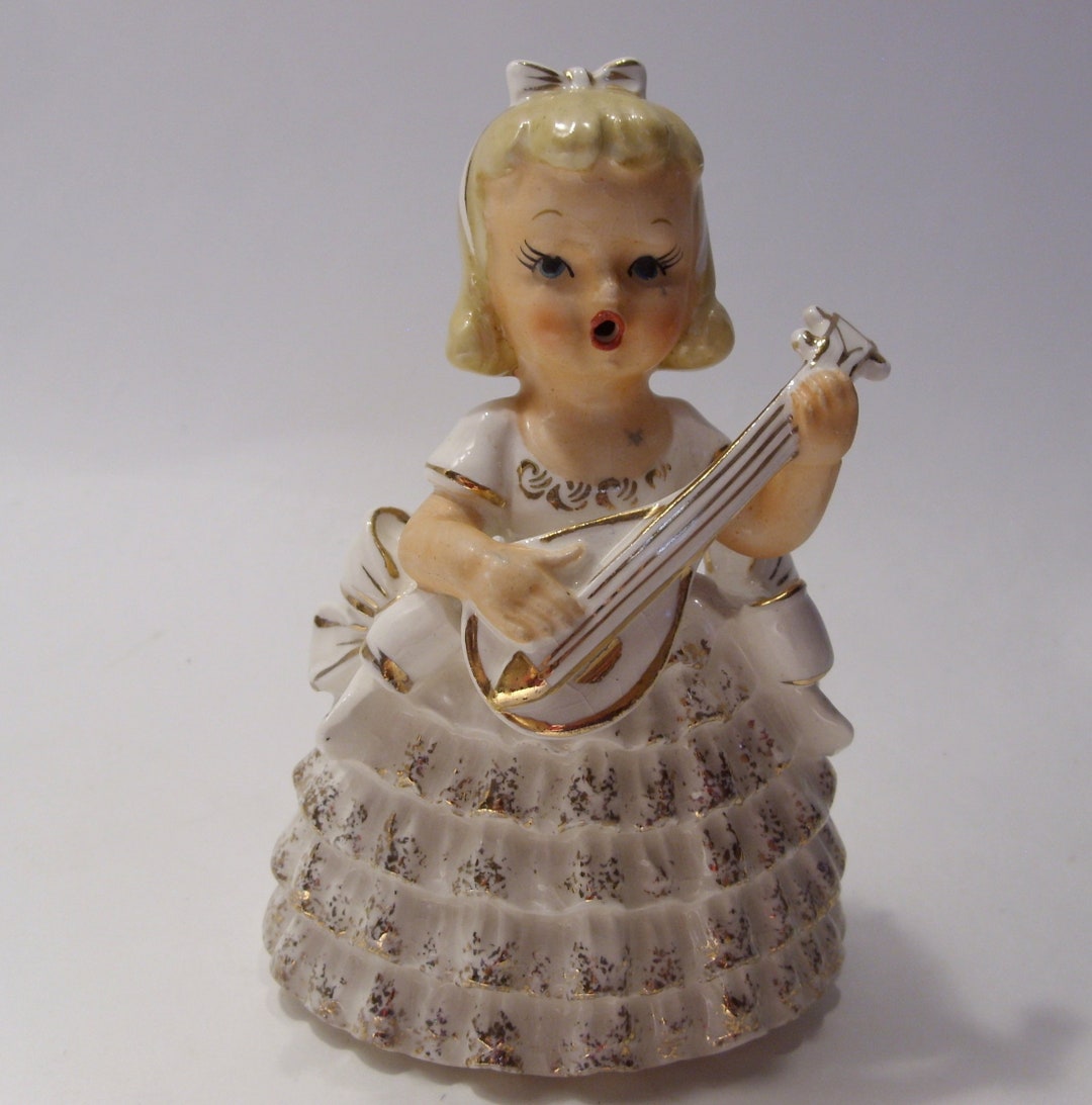 Vintage Girl With Mandolin Figurine: Mid-century Musical Decor - Etsy