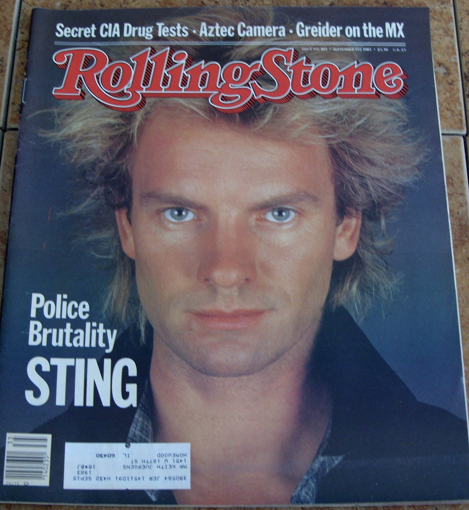 Rolling Stone Magazine, Sting, Issue No.403, September 1, 1983 - Etsy